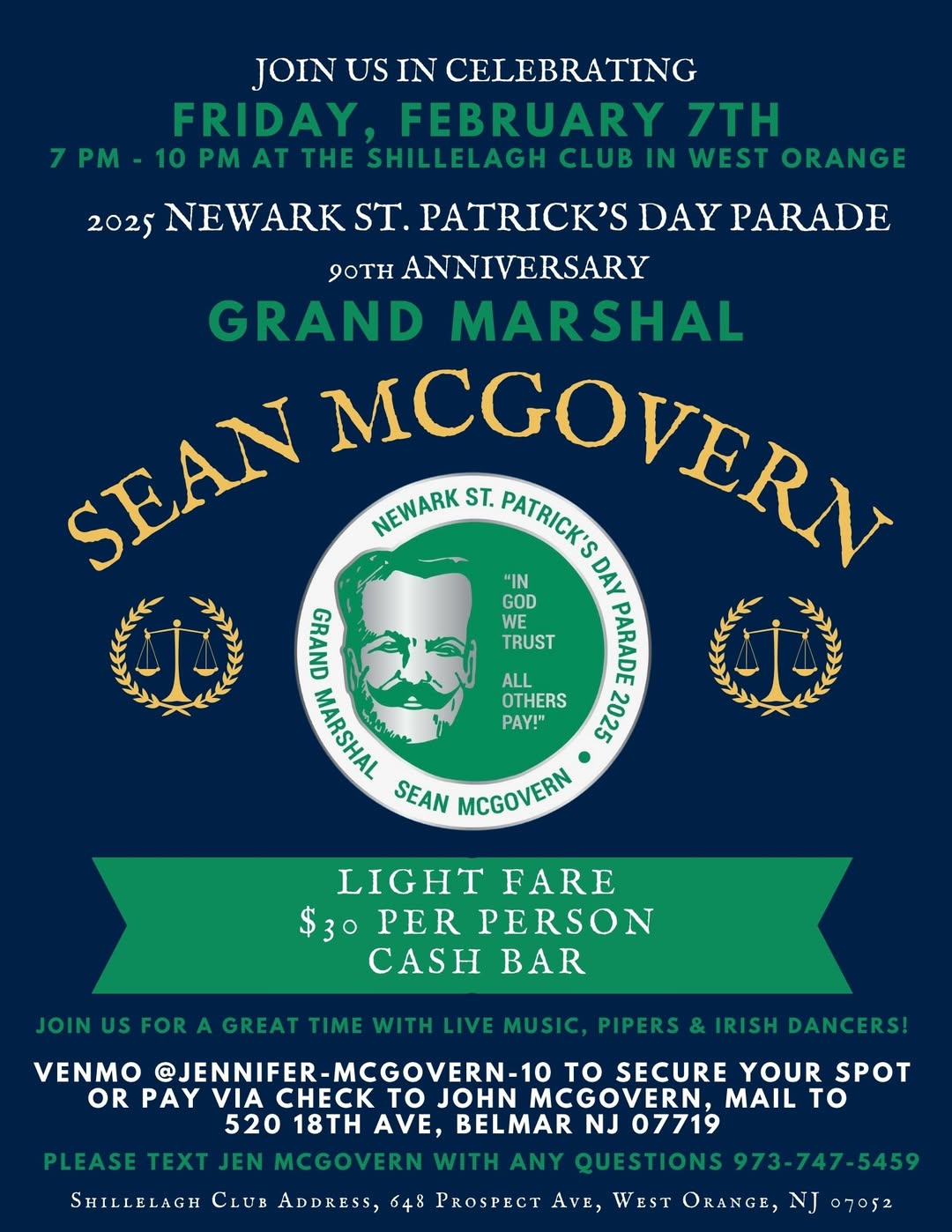 Sean McGovern ’84, Grand Marshal, Newark St. Patrick’s Day Parade ...
